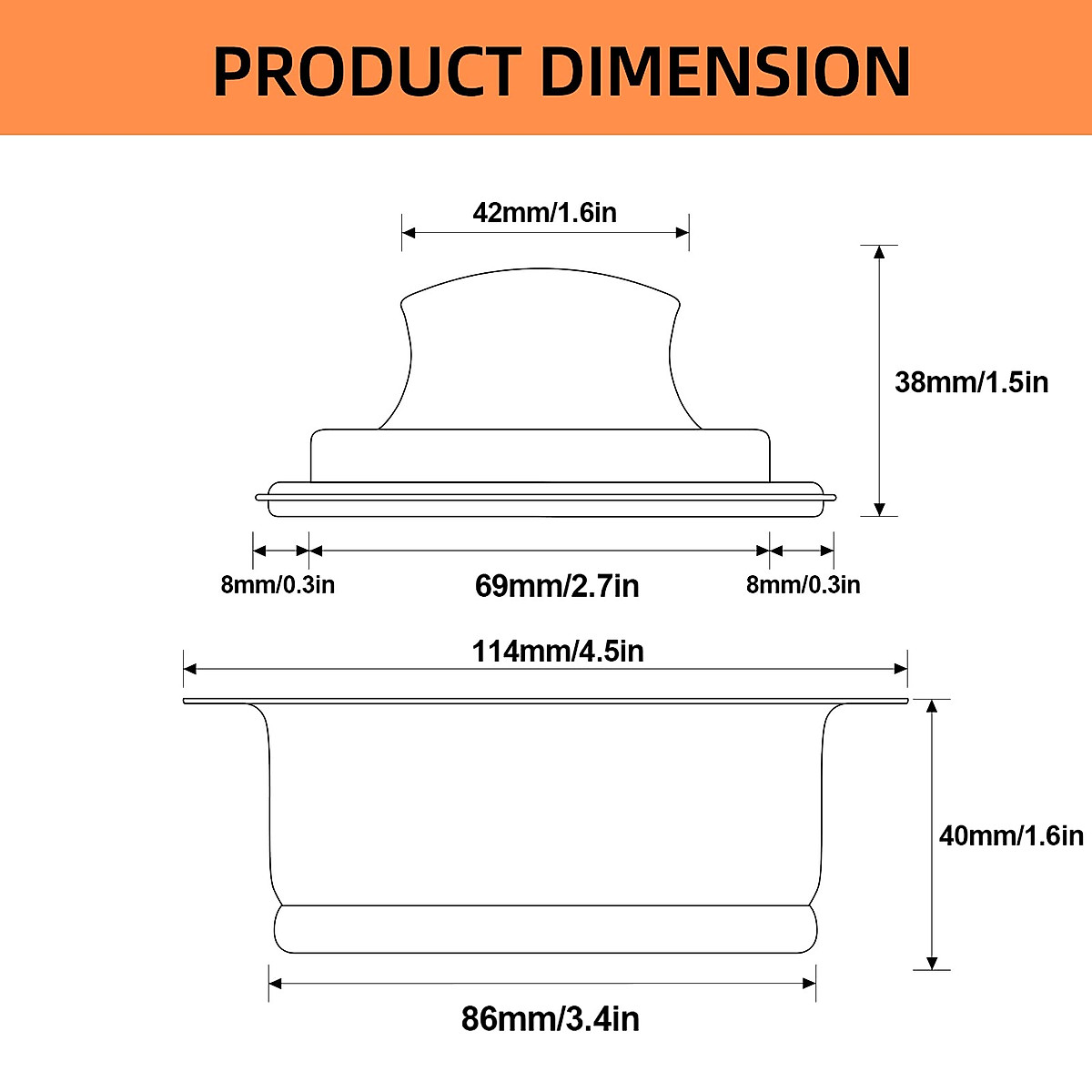 RQYEKDO Garbage Disposal Flange Stopper Collar Sink Baffle Kit, Kitchen Sink Flange Stopper Replacement Accessories,Stainless Steel,Fit Universal 3-1/2 Inch Standard Sink Drain Hole (Black)