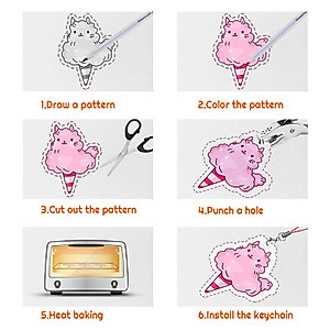 shynek Shrinky Plastic Sheets Keychain Kit, 125Pcs Shrinky Art Kit Including 20 Pcs Shrinky Paper Sheets, Hole Punch, Pencils, Keychains, Tweezers, Scissors for Crafts and Keychains