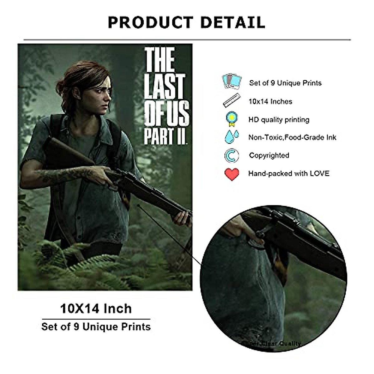 xuankumaibao The Last of Us Part 1&2 Gaming Posters Art Print Boy Game on Birthday Party Wall Decoration Poster Set of 9 Pcs 10”x14”