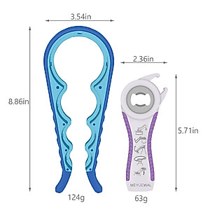 MEYUEWAL 5-in-1 Multi-Functional Bottle, Jar, and Can Opener with Silicone Handle for Children, Elderly, and Arthritis Sufferers (Blue)