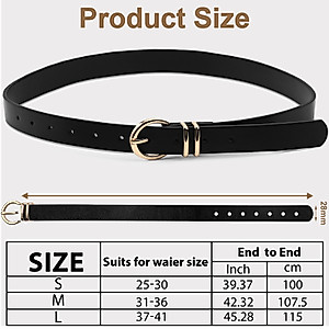 Breathffy 5 Pcs Women Leather Belts for Jeans Pants Dresses Fashion Womens Ladies Belt with Gold Buckle, Small to Plus Size (White+Black+Brown+Khaki+Beige, Size M: Fit Waist Size 31-36 Inches)