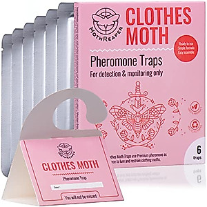 Clothing Moth Traps 6 Pack with Pheromones Prime, Clothes Moth Trap with Lure for Closets & Carpet, Moth Treatment & Prevention