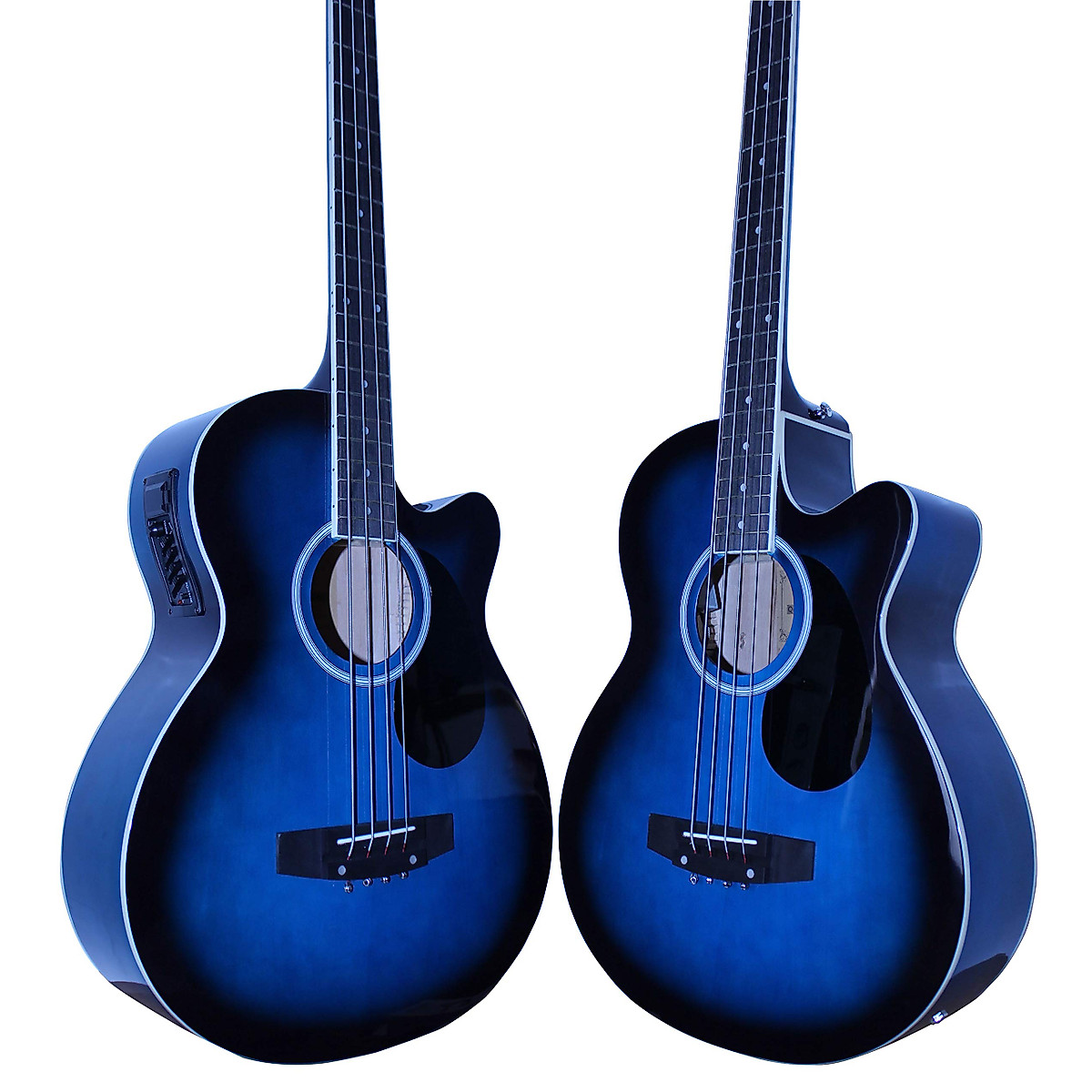 Vizcaya Full Size 4 Strings Cutaway Acoustic-Electric Bass Guitar With 4-Band Equalizer,5mm Padding Gig Bag,Strap, Picks-Blue