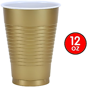 Gold Solid Color Plastic Party Cup (12 Oz.) 20 Count - Premium Quality and Durable, Perfect for Any Celebration