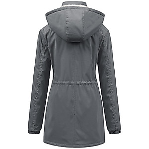 Chrisuno Women's Outdoor Waterproof Coat Down Alternative Parka Puffer Ski Jacket Cozy Coat Grey L