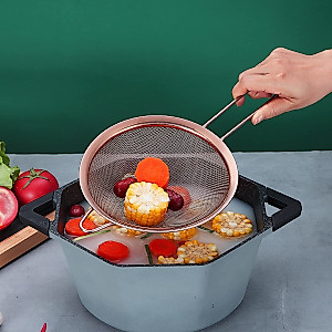 Copper Fine Mesh Strainer 3 Pieces Set, Rose Gold Flour Sifter For Baking, Stainless Steel Clander, Copper Matcha Tea Strainer, Gravy Separator, Stasher Sieve Pasta Strainers