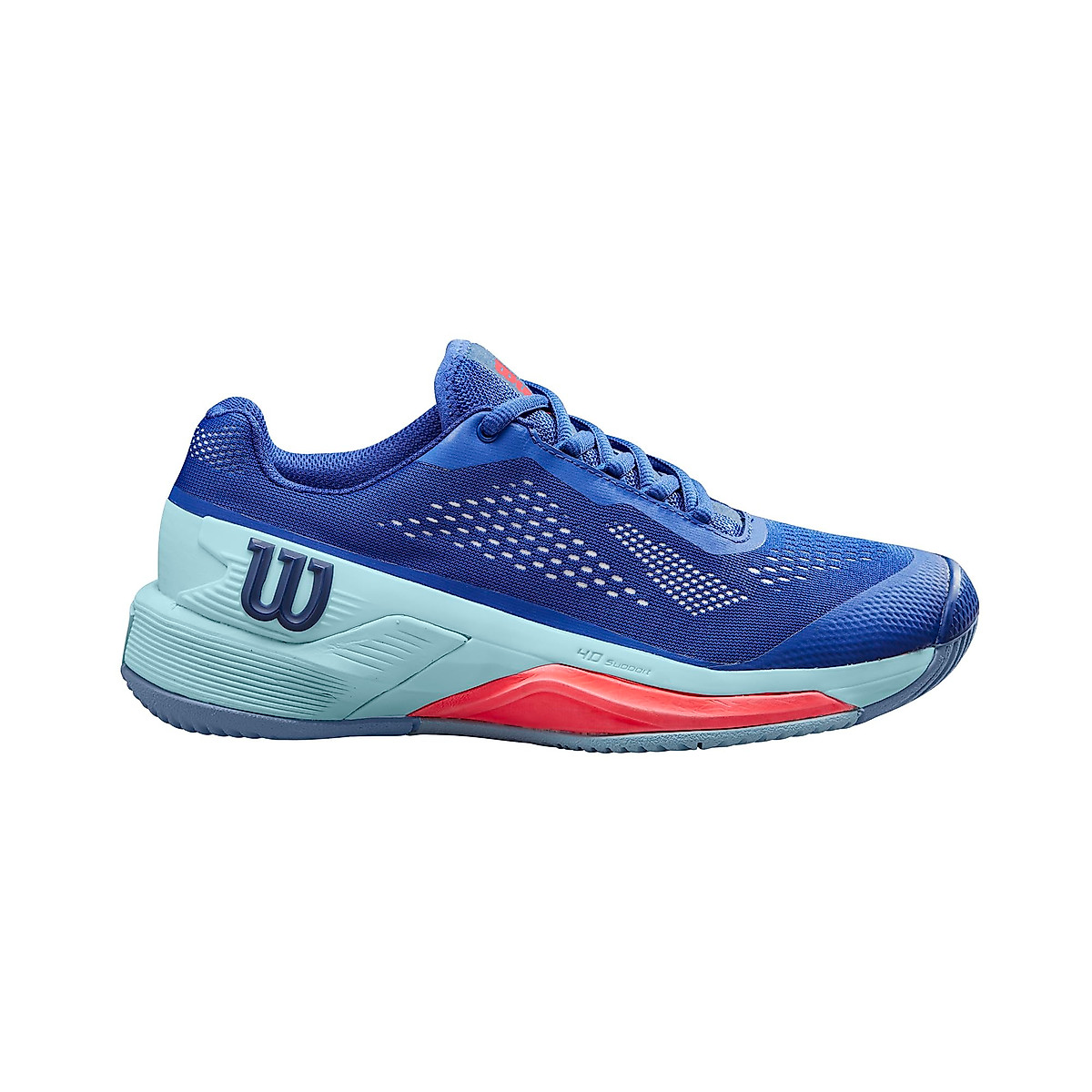 WILSON Women's Rush Pro 4.0 Sneaker, Blue/Cooling Spray/Diva Pink, 7.5