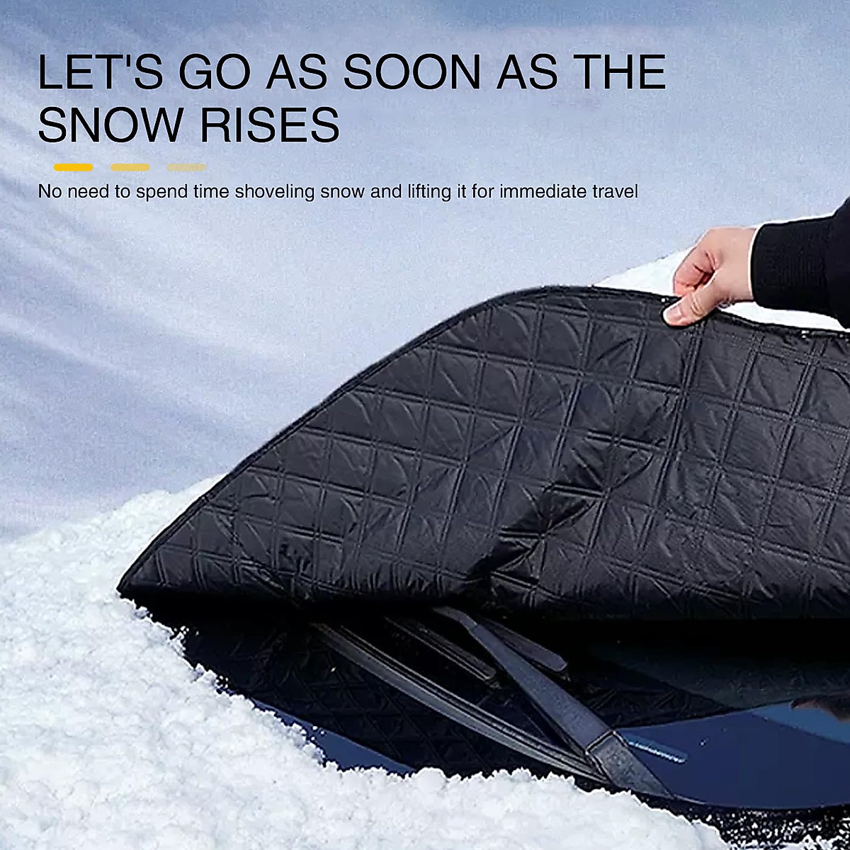 Dewkou 1 PC Car Windshield Sunshade, 61.8" x 49.6" Thickened Ice and Snow Frost Protection Cover, Anti-UV Insulation with Rearview Mirror Safety Glow Strip, Universal Accessories for Cars (Silver)