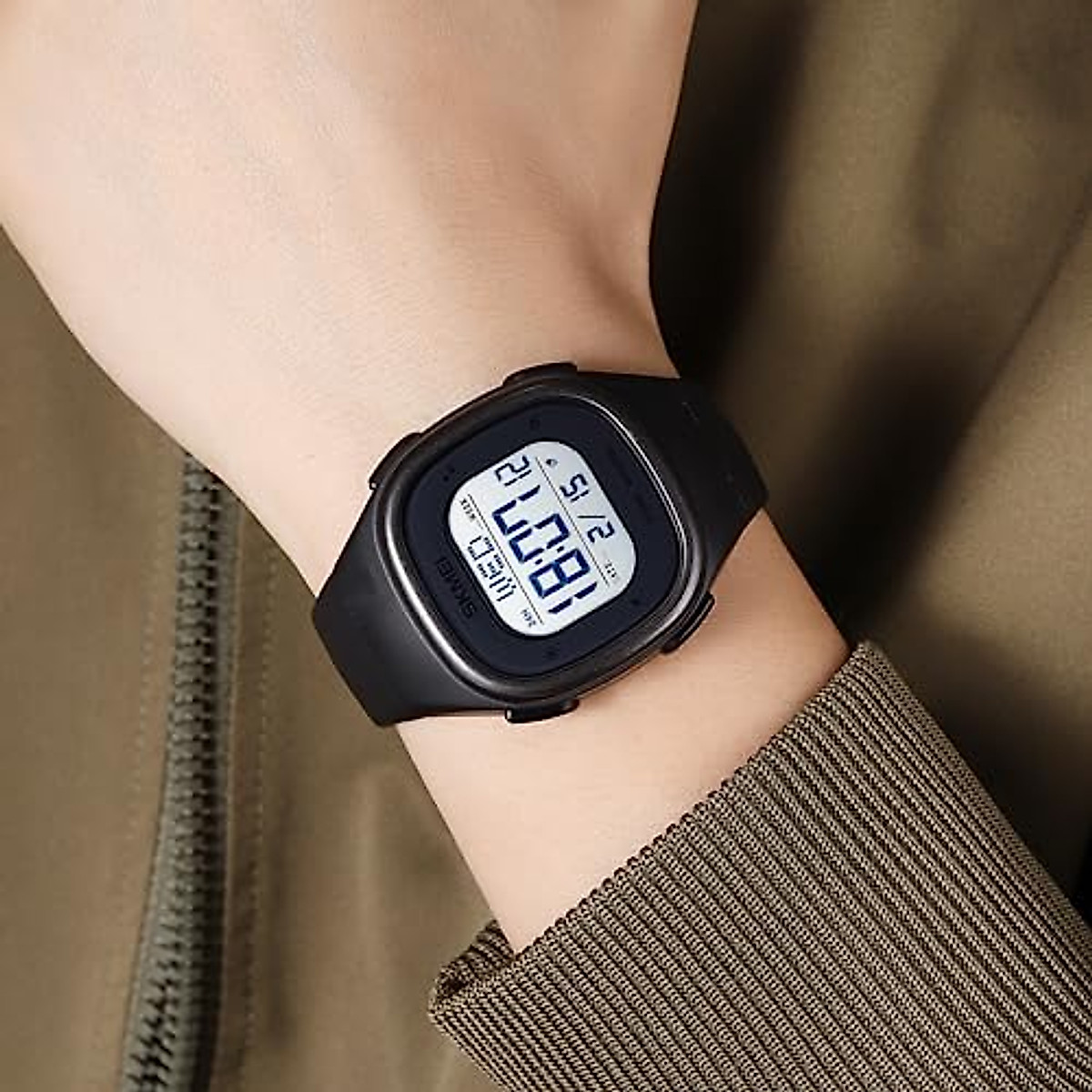 CakCity Mens Womens Digital Watch Black Waterproof Digital Watches for Women Stopwatch Wrist Watch Square Face Sport Watch for Unisex