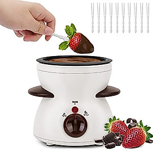 Micnaron Chocolate Fondue Pot Electric Chocolate Melting Pot Chocolate Maker Chocolate Marshmallow Candy Melting Warming Fondue Set Dipping Pot with 10pcs Forks & Removable Pot for Party, White