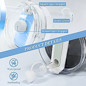 EXQUILEG 9Pcs Silicone Spill Proof Stopper, Compatible for 30 & 40 OZ Stanley Cup, Stanley Cup Accessories with 3 Straw Cover Sets, 3 Round Leak Stoppers and 3 Square Spill Stoppers
