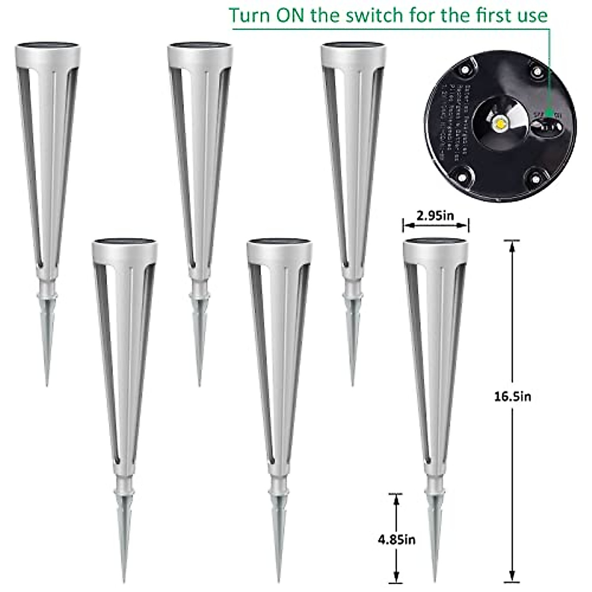 VISFLAIR Solar Lights Outdoor Garden, 6 Pack LED Waterproof Solar Pathway Lights for Outside Yard, Path, Patio, Driveway Decor Landscape Lighting -Silver