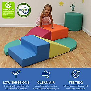 Factory Direct Partners 13021-LMRS SoftScape Playtime All Around Climber for Crawling Infants and Toddlers, Soft Foam Indoor Active Play with Steps and Slides (6-Piece) - Lime/Raspberry