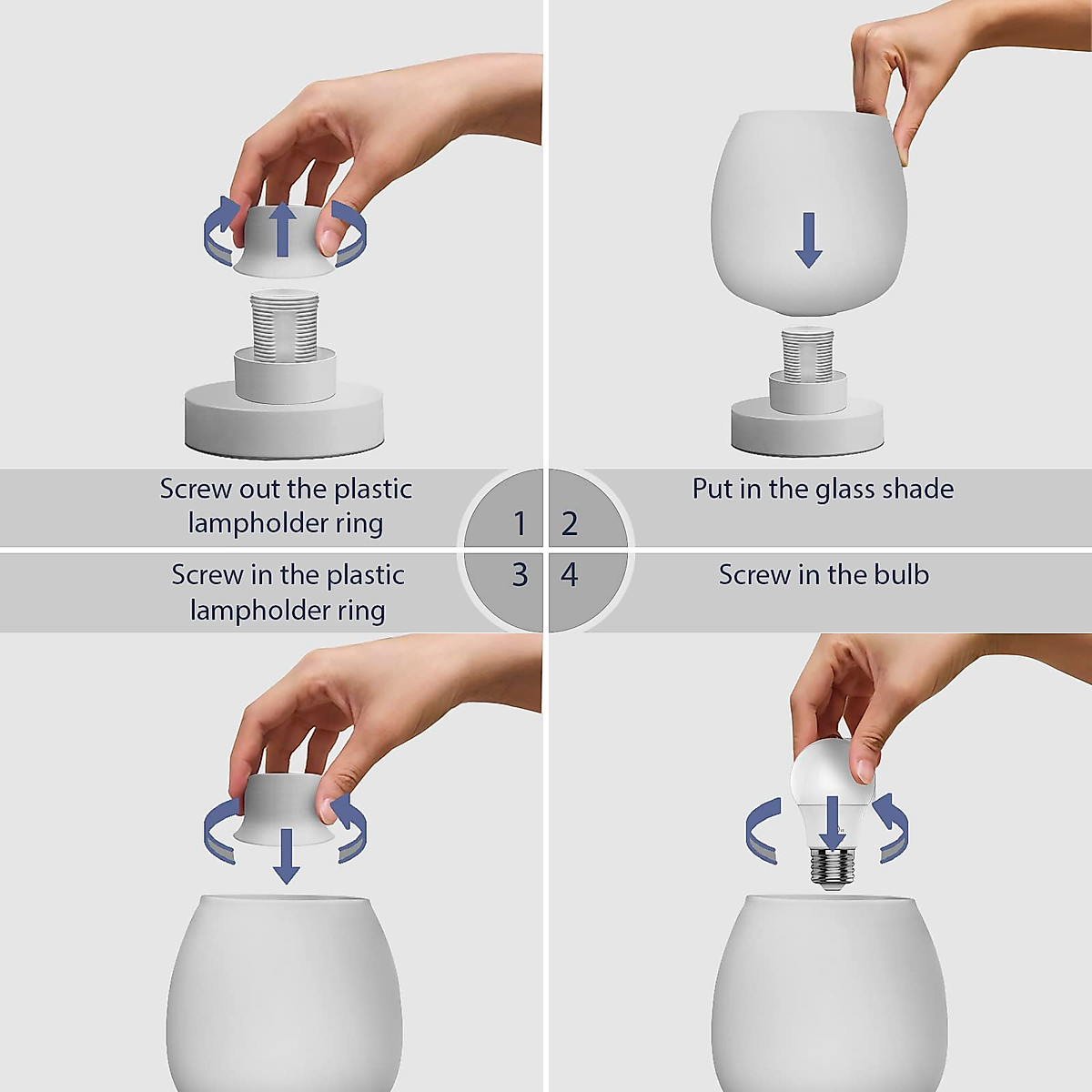 Touch Bedside Table Lamp - Modern Small Lamp for Bedroom Living Room Nightstand, Desk lamp with White Opal Glass Lamp Shade, Warm LED Bulb, 3 Way Dimmable, Simple Design Christmas Gift