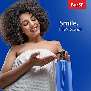 Bar5F Empty Shampoo Bottles with Pumps (2-Pack 32oz/1Liter/Large) BPA-Free PETE1 Plastic Bottle Crystal-Clear