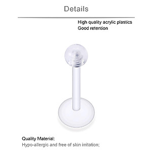 SCERRING 16g Lip Rings Stainless Steel Labret Monroe Lip Rings Nail Tragus Helix Earrings Studs Ring Medusa Piercing Jewelry 8mm 20PCS Rose Gold