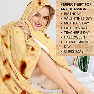 RCK Hawaii ,Tortilla Blanket, Burrito Throw Blanket, Novelty Funny Taco Tortilla Blanket, Comfy Flannel Fleece 71 Inch Tortilla Throw Blanket for Kids Adults Funny Cool Birthday Gifts