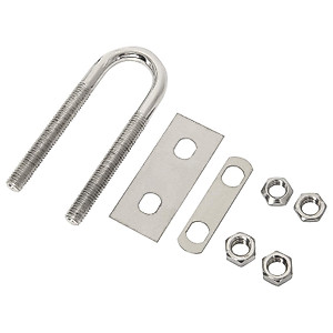 NovelBee 2-Pack of Stainless Steel Bow Stern Eye Tie Down U Bolt with Nuts and Washers,Stock Dia.1/2" (Length:5-1/4")