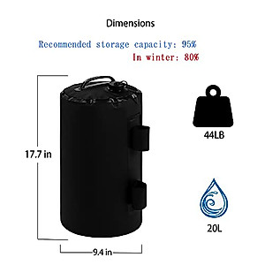Winsper Canopy Weights Bag, 176 LBS Tent Weights Set of 4-20L Heavy Duty Portable Water/Sand Weights Strong Windproof for Pop up Canopy, Tent, Gazebo, Shelter Upgraded (Black-20L)