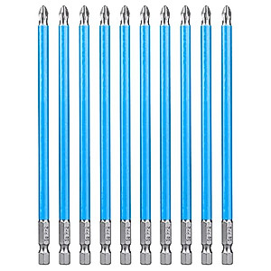 Yakamoz 10Pcs 6-Inch Long Phillips Screwdriver Bit Set Magnetic Ph2 Impact Driver Bits #2 Phillips Bits with 1/4" Hex Shank for Impact Drill