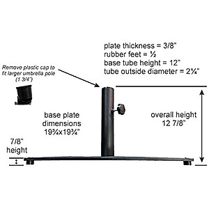 Tropishade Steel Plate Umbrella Base, 36 lbs, Black