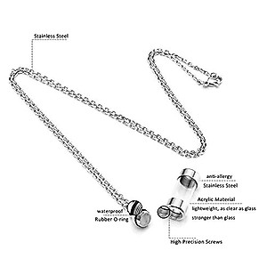 Zysta Arylic Urn Necklace for Ashes Clear Glass Cylinder Pendant Creamation Vial Necklaces Ash Locket Tube with 24 inch Chain Holder Container Keepsake Memorial Urns Jewelry