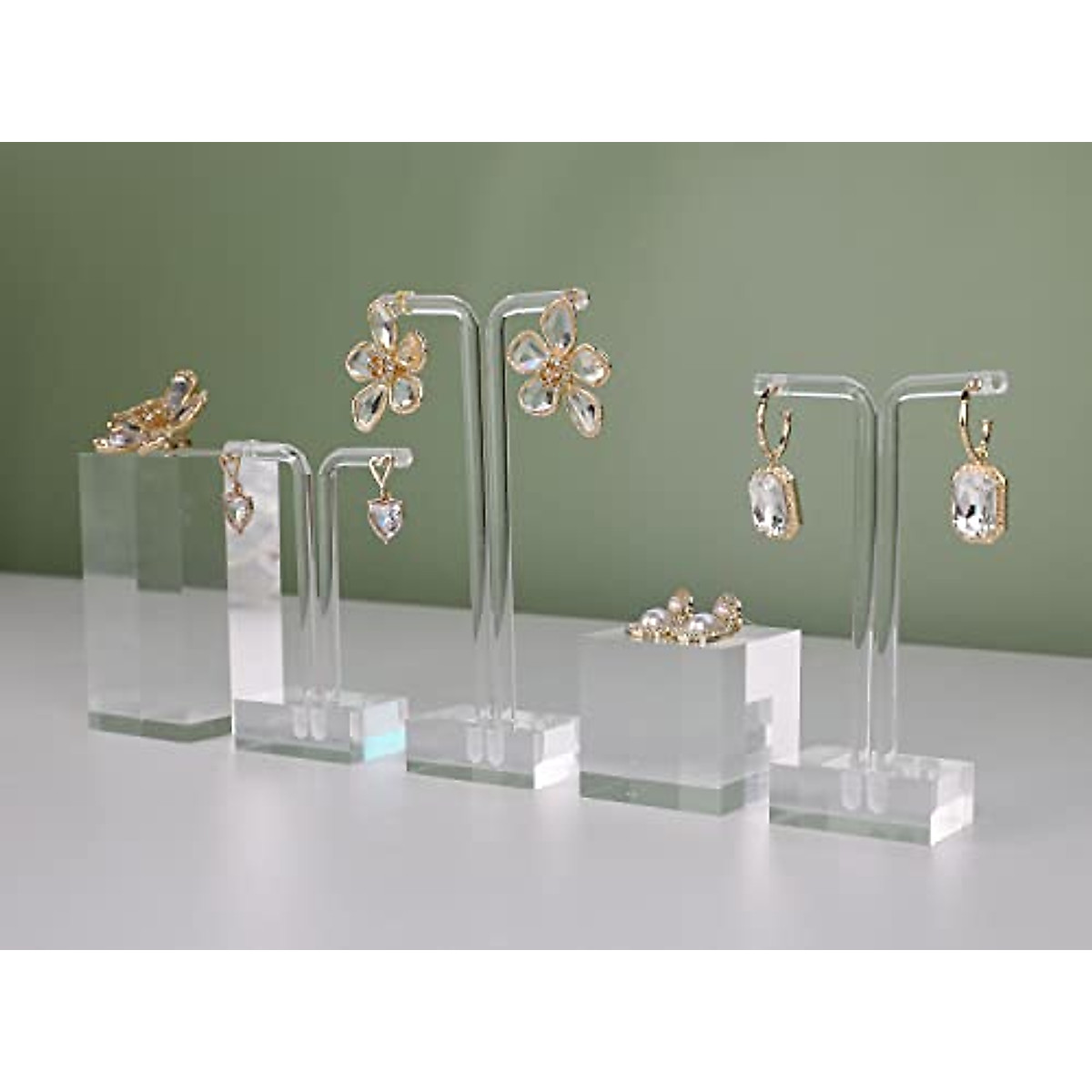GemeShou 3pcs transparent earring T stand jewelry display for show, acrylic earring hanger for women, small clear earring holder for selling, jewelry Photography props【3pcs earring stand-T shape】