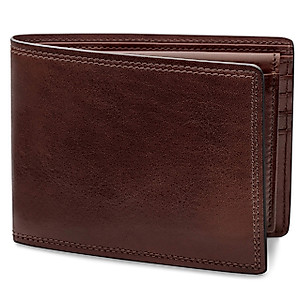 Bosca Men's Leather Wallet with Removable ID Passcase - Dolce Italian leather Wallet for Men 8 Card Slots, Bifold Design, Hand-Stitched Detailing, Polished Finish, Dark Brown