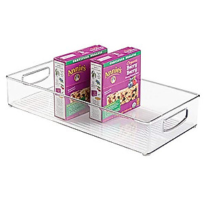 iDesign BPA-Free Plastic Pantry and Kitchen Storage, Freezer and Fridge Organizer Bin with Easy Grip Handles – 16” x 8” x 3”, Clear