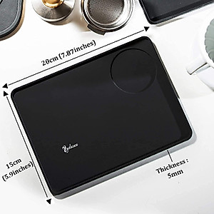 Yolococa Coffee Tamper Mat Food Grade Silicone Rubber Espresso Mat 8 Inch X 6 Inch Black