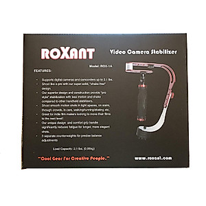 Roxant Pro Video Camera Stabilizer with Phone Clamp - Cameras up to 2.1lbs - Compatible with GoPro, Canon, Nikon & Smart Phones (Red)