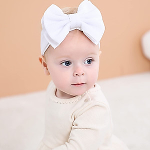 Dizila 12 Pack Elastic Big Bow Wide Nylon Headbands Hairbands Turban Headwraps Hair Accessories for Baby Girls Newborns Infants Toddlers Kids