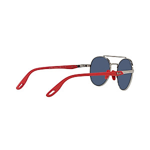 Ray-Ban RB3696M Scuderia Ferrari Collection Round Sunglasses, Gunmetal/Dark Blue, 51 mm