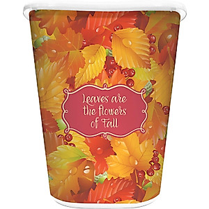 RNK Shops Personalized Fall Leaves Waste Basket - Single Sided (White)