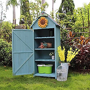 DACUN Safety Certification Outdoor Storage Shed, Garden Cabinet Organizer w/3 Shelves, Patio Waterproof Tool Shed, for Backyard, Lawn, Indoor