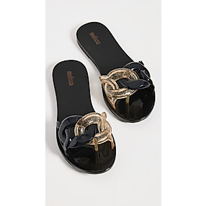 Melissa Women's Jelly Chain Slides, Black, 8 Medium US