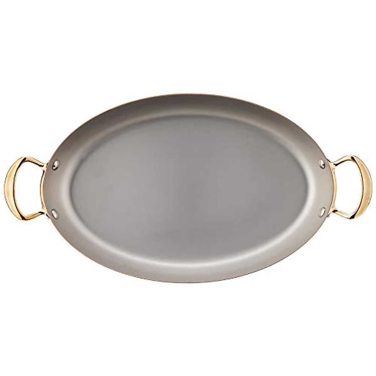 Mauviel M'150 B 1.5mm Polished Copper & Stainless Steel Oval Pan With Brass Handles, 13.8-in, Made in France