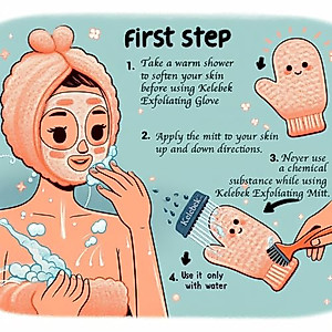 Kelebek Premium Natural Exfoliating Gloves, Turkish Hammam Kese, Original Exfoliating Mitt, Body Scrub for Men and Women (Black 2 Count (Rough))