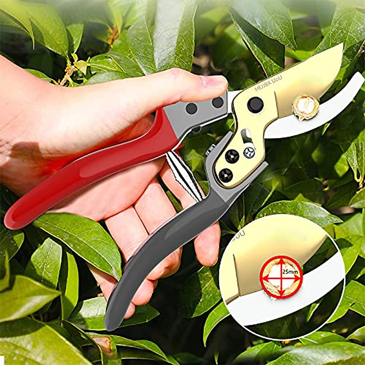 Premium Bypass Red Pruning Shears For Gardening - Heavy-Duty,Titanium Alloy High Carbon Steel Ultra Sharp Garden Shears Scissors, Perfectly Cutting Through Anything in Your Yard