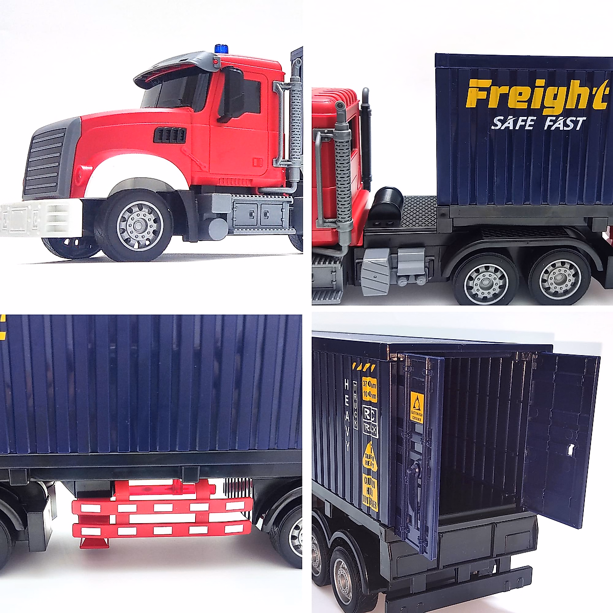 RC Semi Truck with Trailer - 22.5 Inch Semi Truck Toy for Kids, Carrier Van Transport Vehicle with 2 Rechargeable Batteries, 1:24 Container Truck with LED Lights & Music, Great Gift For Boys Girls