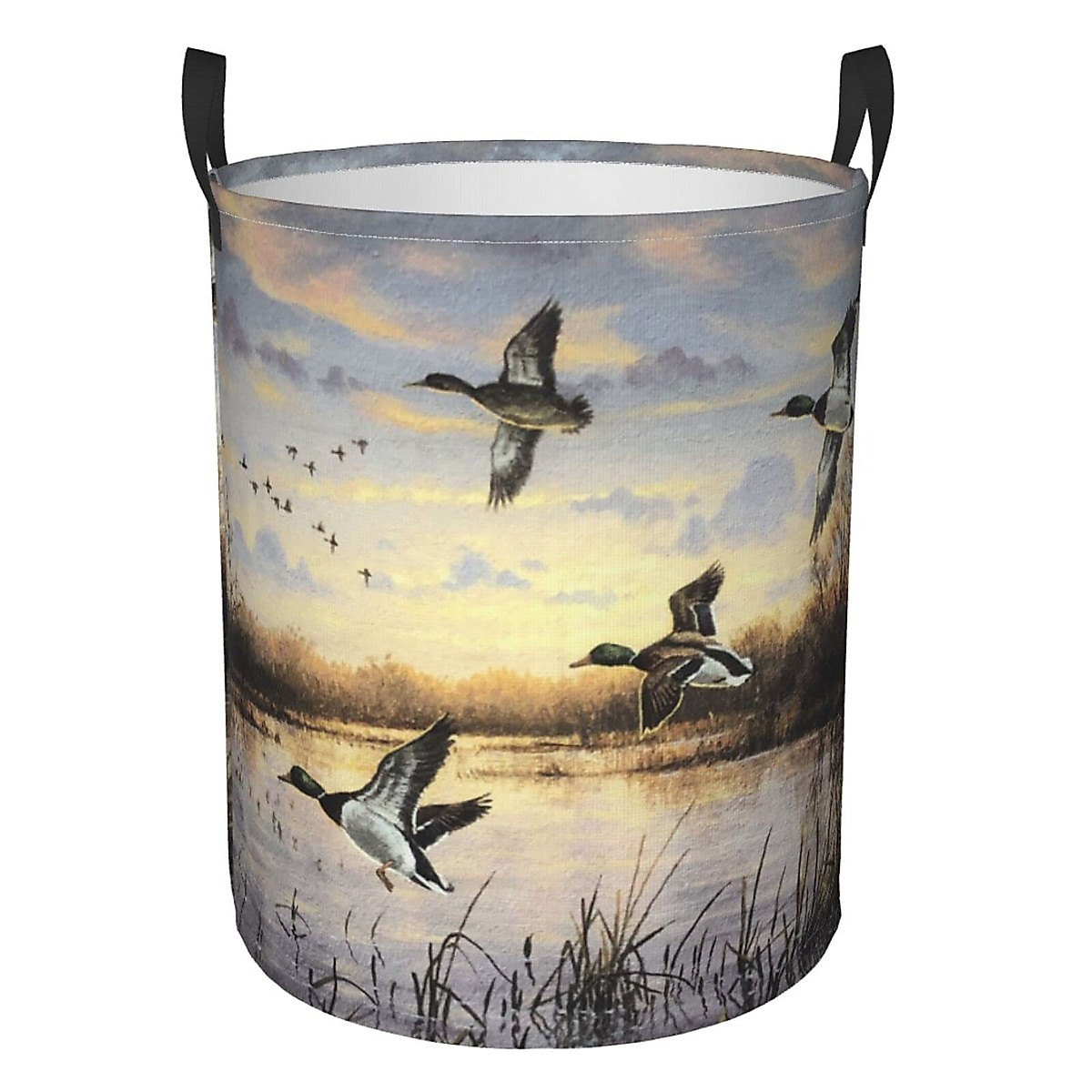 Laundry Basket Mallard Duck Painting Collapsible Laundry Hamper Lightweight Storage Bin for Bedroom Bathroom Toys Organizer Nursery Medium