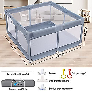 JIALIU Baby Playpen, 50x50" Soft Safety Playard for Babies and Toddlers, Play Pen for Babies with Breathable Mesh Gate, Indoor & Outdoor Baby Play Yard for Kids Activity Center