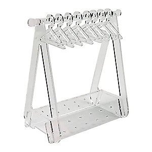 Earring Display Stand Holder Acrylic Jewelry Hanger Rack Ear Studs Organizer With Mini Hangers For Women Baby Girls (8 hangers) (Clear) (BS00)