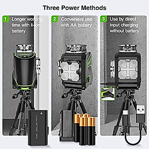 Huepar Laser Level 2x360 Self-Leveling Cross Line Laser with Bluetooth Connected, 360° Green Beam Leveling and Alignment Laser Tool with Metal Laser Window, Li-ion Battery&Magnetic Base Included-S02CG