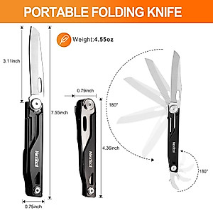 NexTool Multi Tool Pocket Knife, Folding Multitool Knife with Scissors, Screwdriver, Bottle Opener, 11 in 1 Multi-Tool One Hand Accessible with Safety Lokcing for Camping/Emergencies/EDC (Knight)