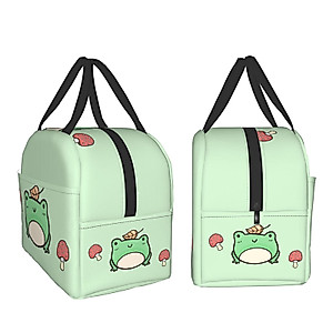 Insulated Lunch Bag Reusable Lunch Box for Women Men, Cooler Lunch Tote Bag Picnic Office Work, Cute Mushroom and Frog Gift