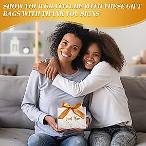 Mimorou 80 Pack Small Thank You Gift Bags Marble Pattern Party Favor Bag with Champagne Gold Bow Ribbon 4.53 x 1.77 3.94 Inch Wedding Mini Goodie for Adults Paper Wrap