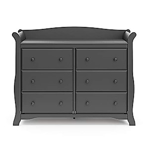 Storkcraft Avalon 6 Drawer Double Dresser (Gray) – Dresser for Kids Bedroom, Nursery Dresser Organizer, Chest of Drawers for Bedroom with 6 Drawers, 17.5x50x40.5 Inch (Pack of 1)