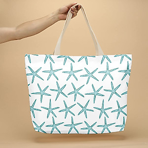Tote Bag Makeup Bag Starfish Decor Beach Bag Ocean Sea Animals Starfish Story Birthday Christmas Gifts for Women Girls Best Friend Sister Waterproof Tote Bag with Zipper Cosmetic Bag Set of 2