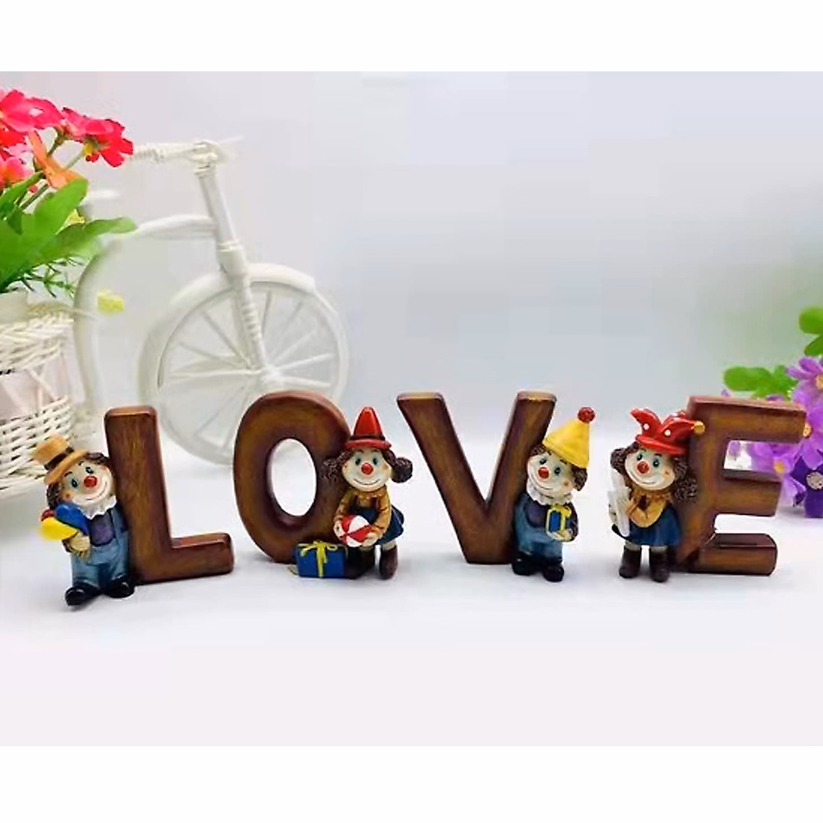 YSP-MALL Clowns Love Letters Bundle Figurines,Cute Statues for Home Decor Accents,Decorative Creative Crafts Dolls Ornaments Collection Sculptures Garden
